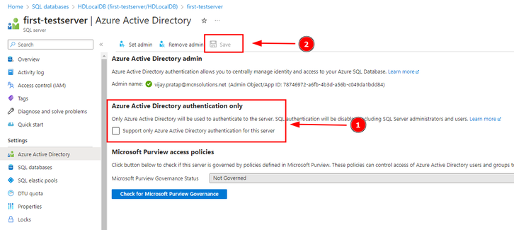 How To Disable Azure Active Directory Only Authentication